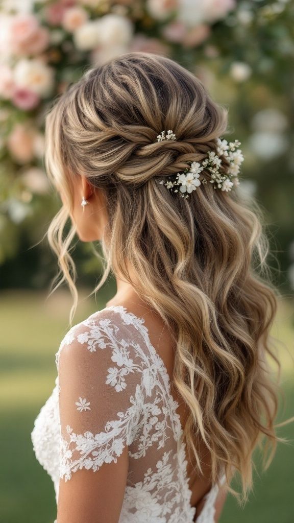 17 Stunning Half-Up Bridal Hairstyle ideas - Blush and Aisle